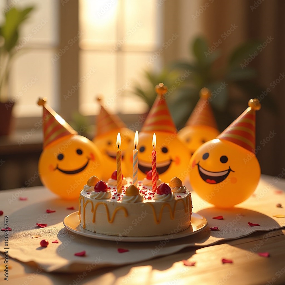 Smiley birthday emoji set. Smileys emoticon birthday party icon ...