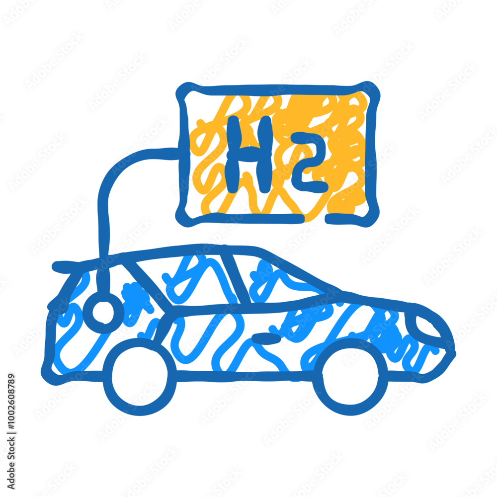 car hydrogen transport doodle icon sketch vector. car hydrogen ...