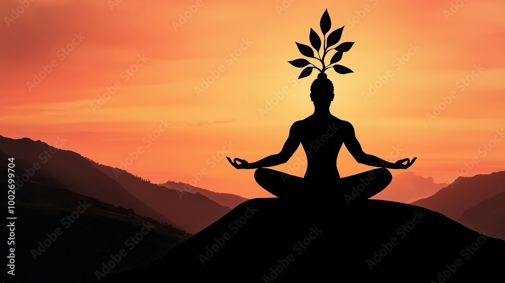 Shiva performing Vriksasana tree pose, with branches growing from his ...