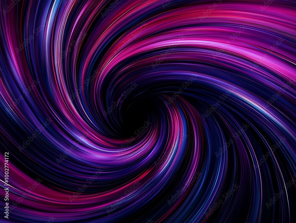 Vortex of luminous ribbons with bold color contrasts and dynamic twists ...