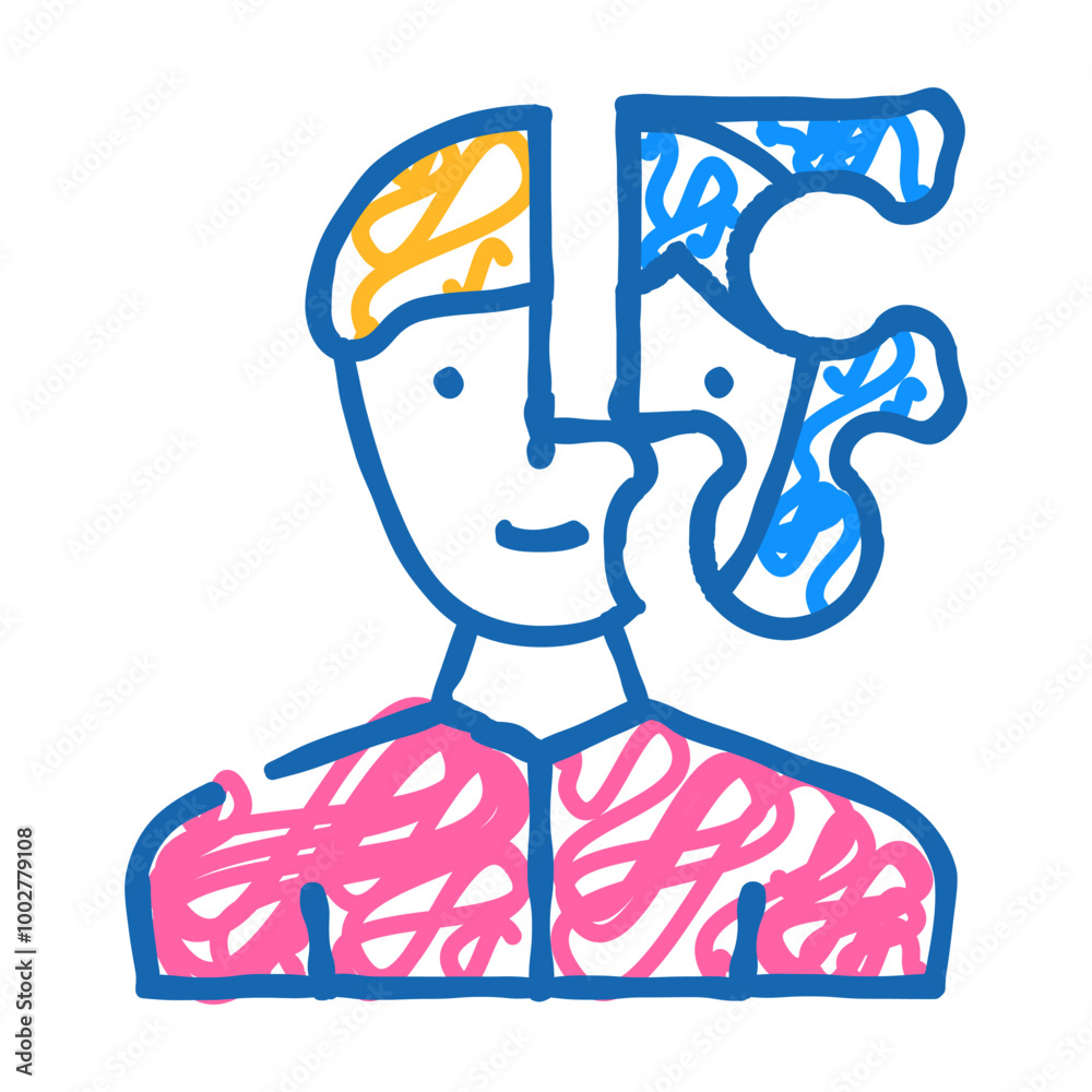 client puzzle kyc doodle icon sketch vector. client puzzle kyc sign ...