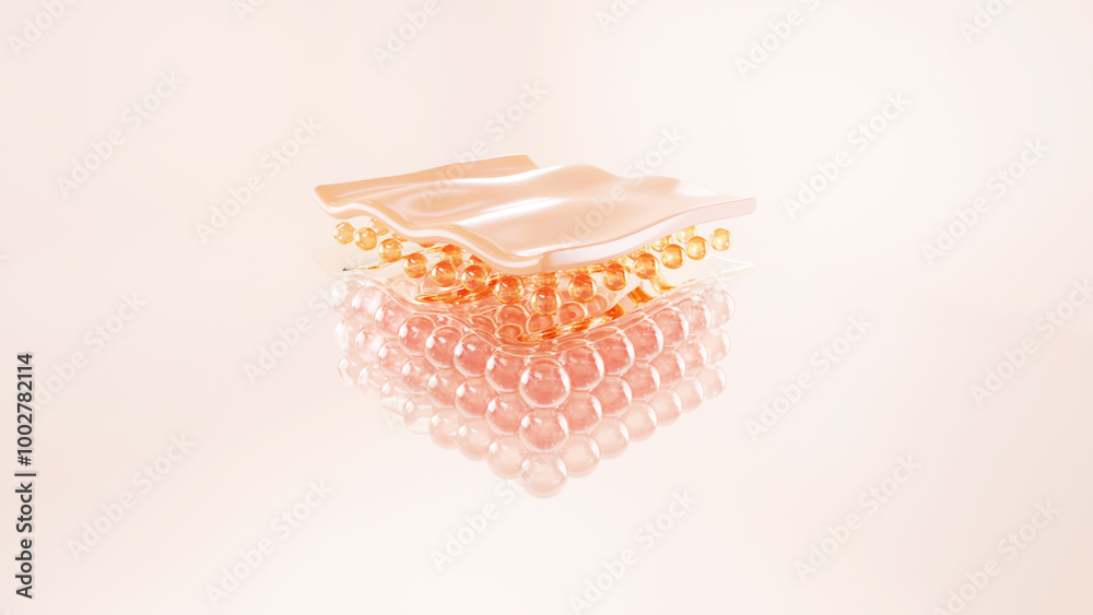 collagen and vitamin under skin cell. serum through the skin layer and ...