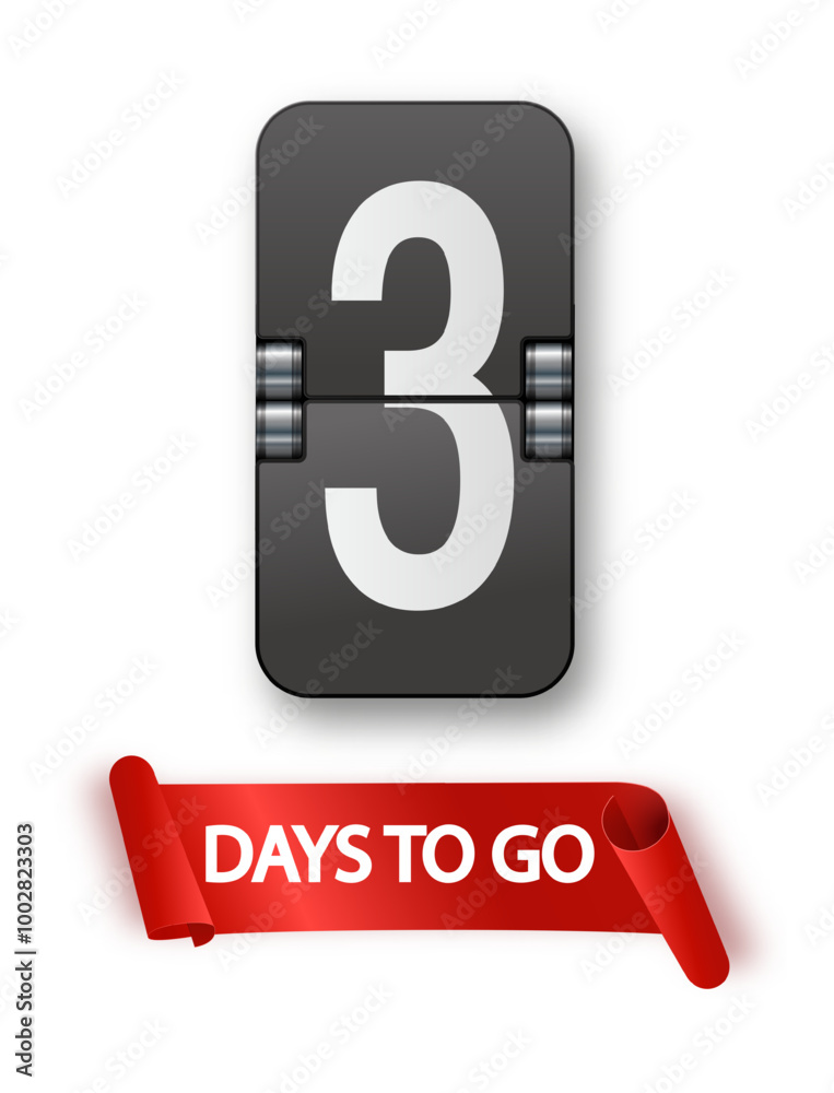3 days to go icon set. Countdown of days remaining. Offer timer sticker ...