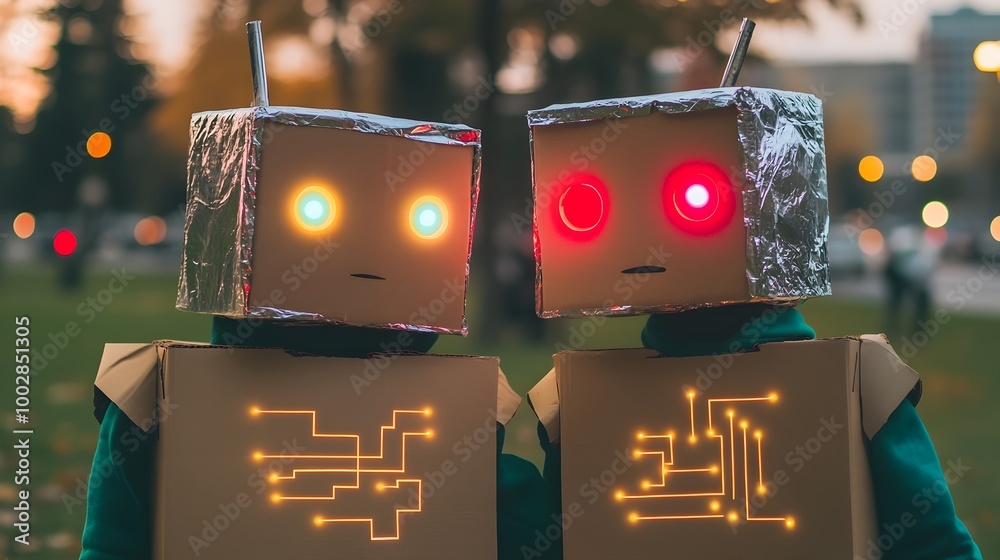 Handmade DIY Robot Costume Crafted from Recycled Cardboard Boxes and ...