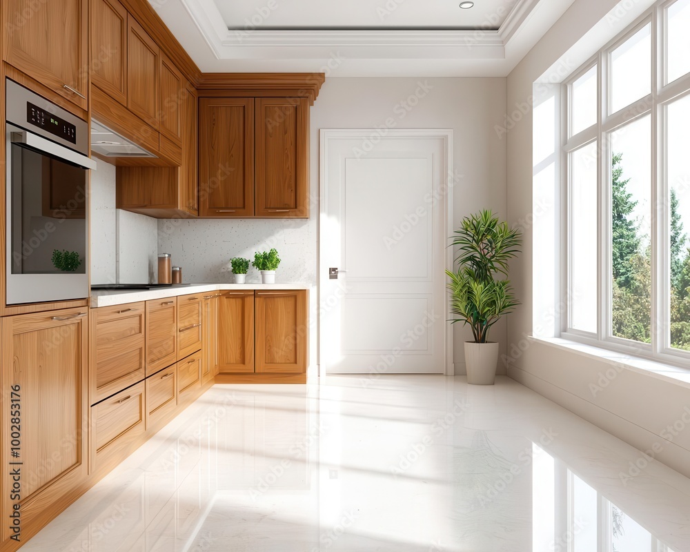 3D interior design of a luxury kitchen with modern appliances, 3D CAD ...