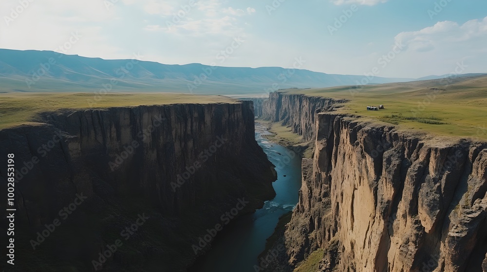 Majestic canyon carved over centuries by the relentless flow and ...