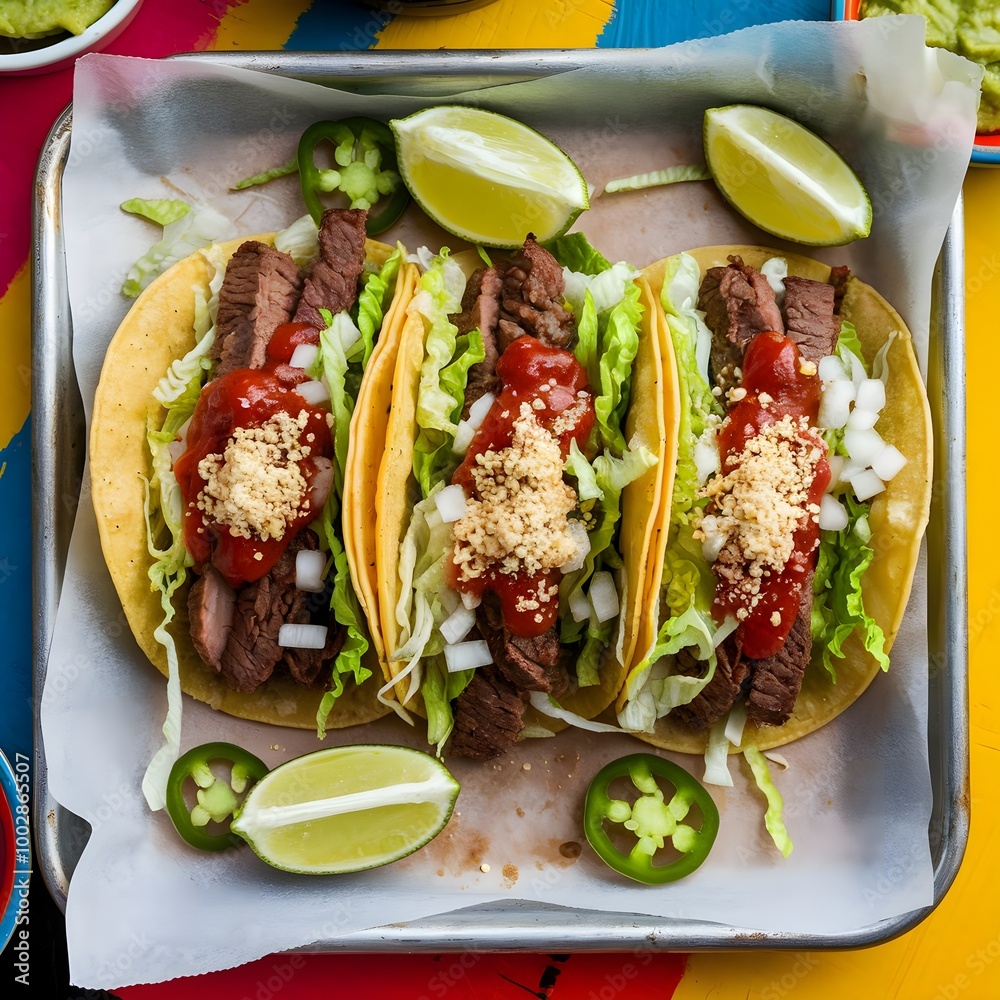 Ultimate Taco Trio Loaded with Savory Beef, Fresh Veggies, and Tangy ...