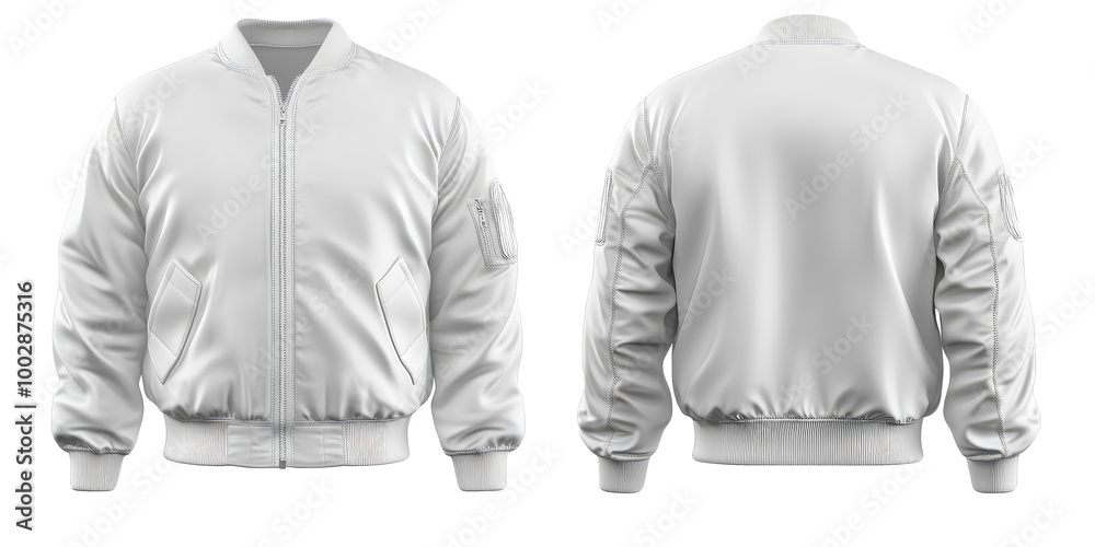 3d white man bomber jacket front and back view. Blank mockup for ...