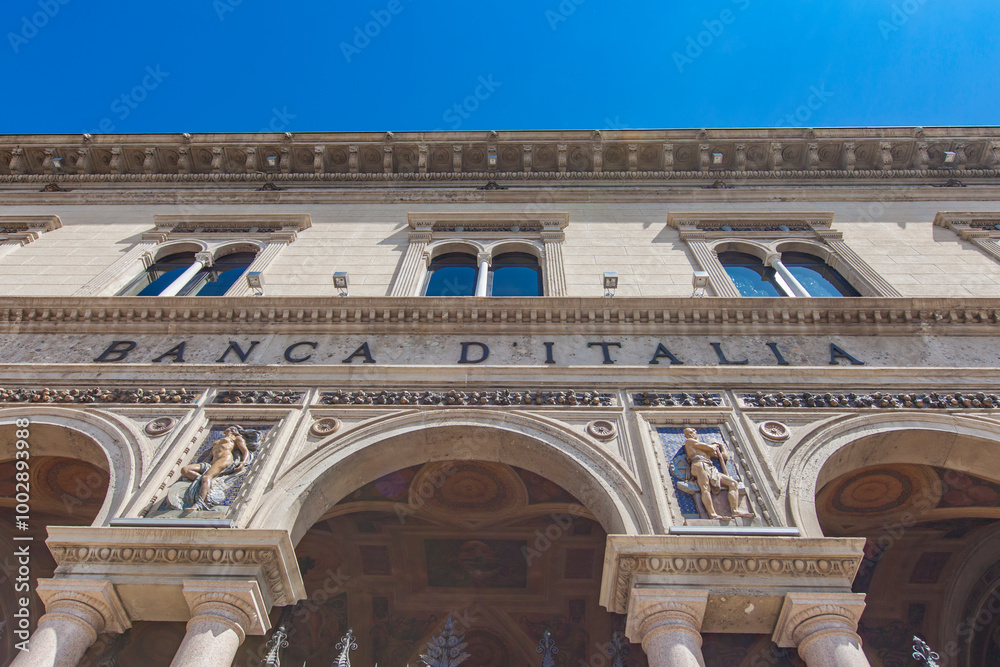 Intricate facade of Banca d'Italia in Bergamo showcases stunning ...