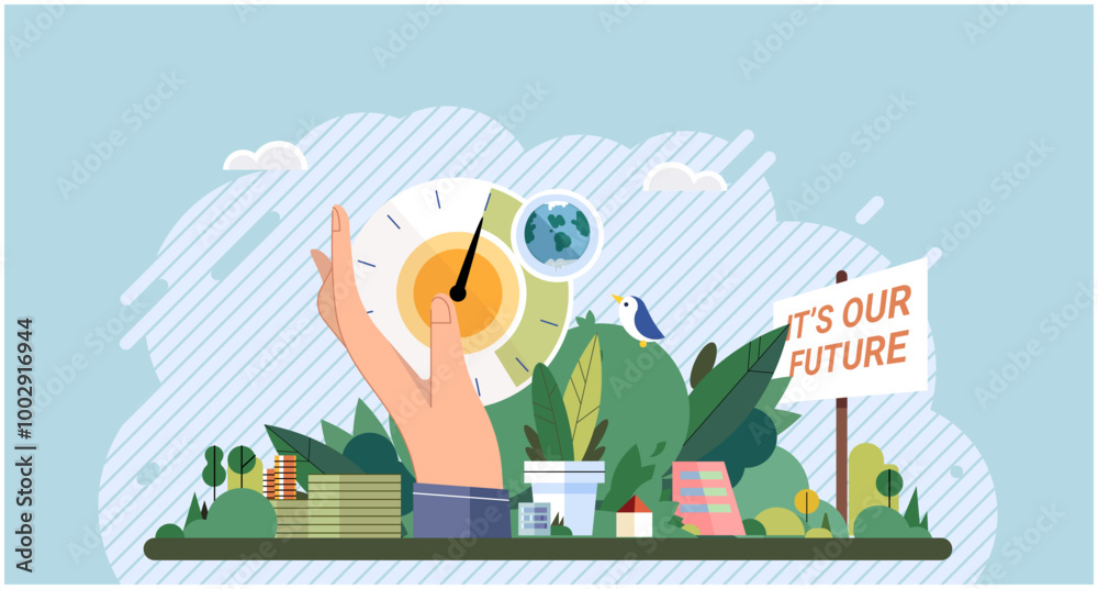 Climate change. Save the planet. Vector illustration Choose renewable resources to contribute to ...
