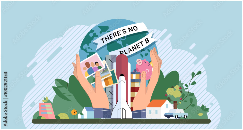 Climate change. Save the planet. Vector illustration Choose renewable resources to reduce carbon ...