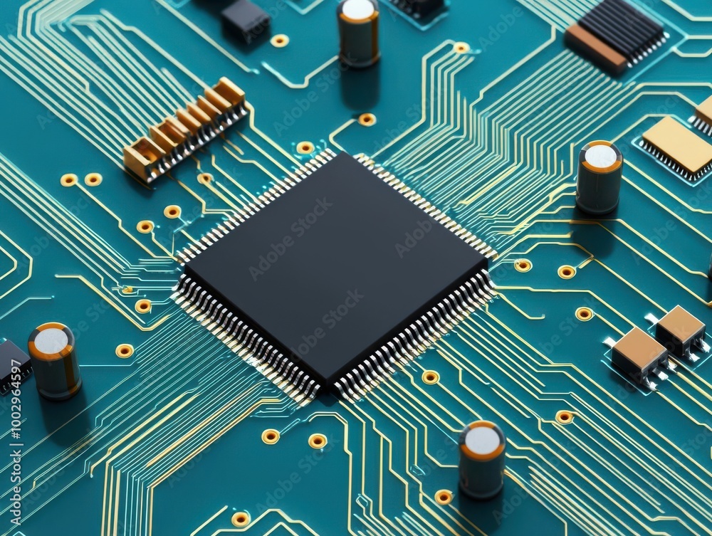 PCB Printed Circuit Board technical drawing for an electronic device ...