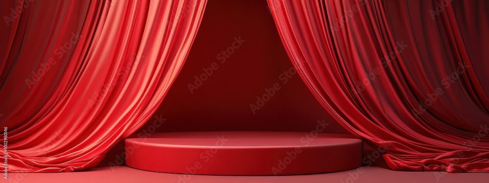 Red podium cloth background silk fabric table cover pedestal satin ...