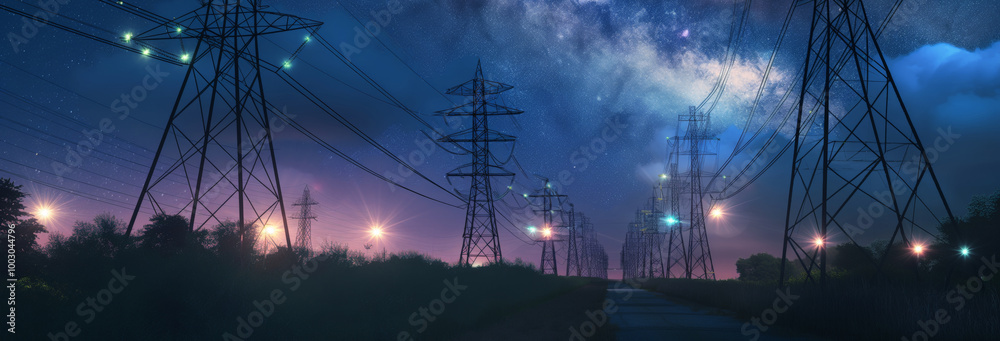 Render Of Power Transmission Lines with 3D Digital Visualization of ...