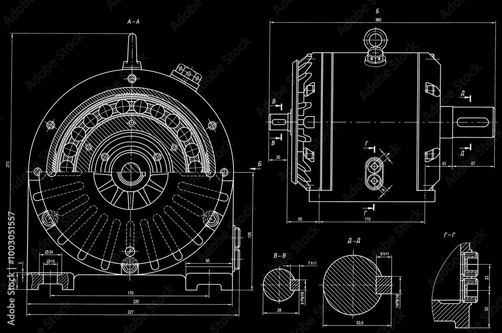 Stock-Illustration „Engineering mechanical pencil drawing of steel ...