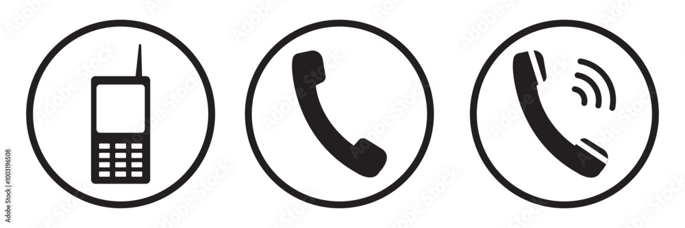 Ringing phone icon set. Telephone call sign. Smartphone ringing symbol ...