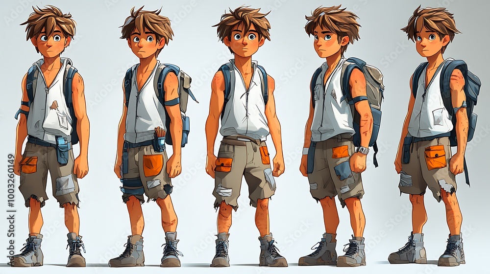 Animated Boy Character Sprite Sheet for Video Game or Cartoon Stock ...