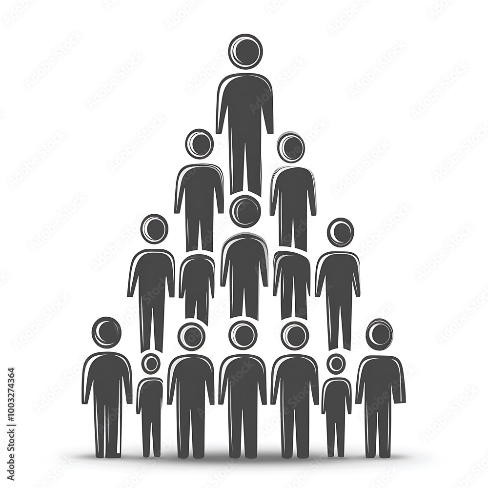 Pyramid of people icon, symbol of hierarchy, leadership, organization ...