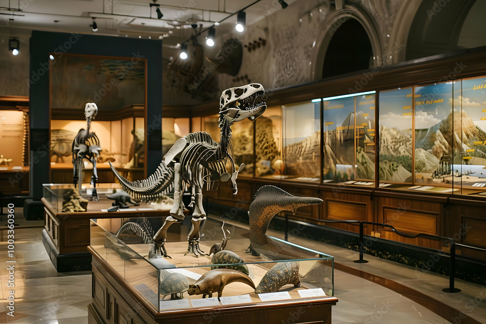 Dinosaur Skeleton in Museum Display - Realistic Image Stock ...