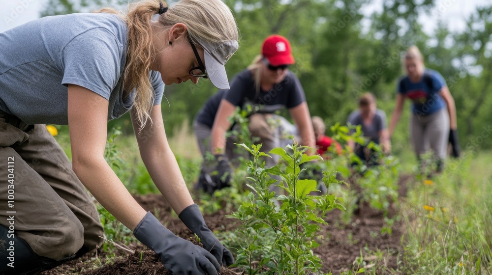 Show conservationists restoring wildlife habitats, planting native ...