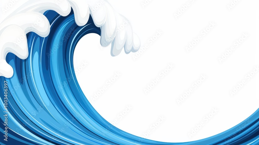 Blue Ocean Wave Border Realistic Illustration Transparent Background ...