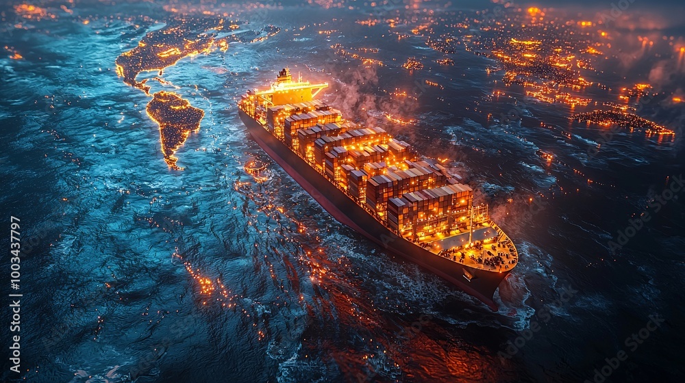 AI-enhanced global logistics platform visualizing container ship ...