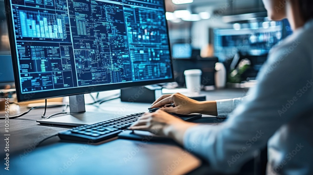 A dispatch center with a large screen tracking trucks in real-time ...