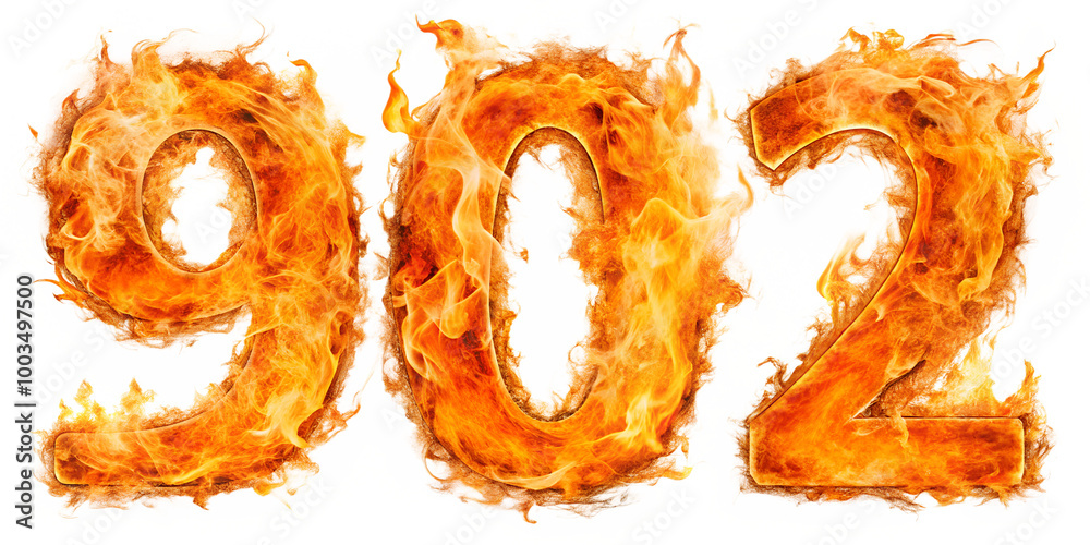 Fiery font numbers on a transparent background Stock Illustration ...