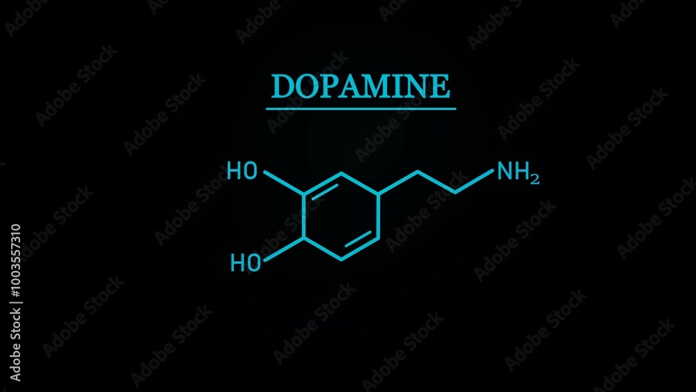 Dopamine structural chemical formula vector. Neurotransmitter of ...