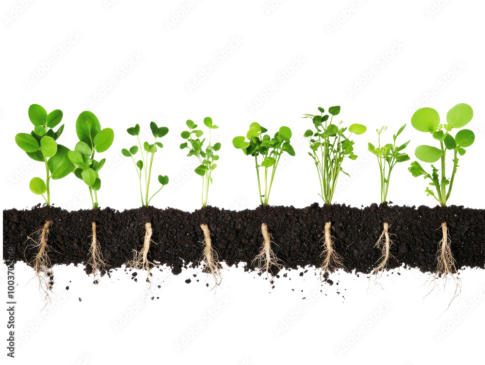 Growing plants with roots in soil showcase beauty of natures growth ...