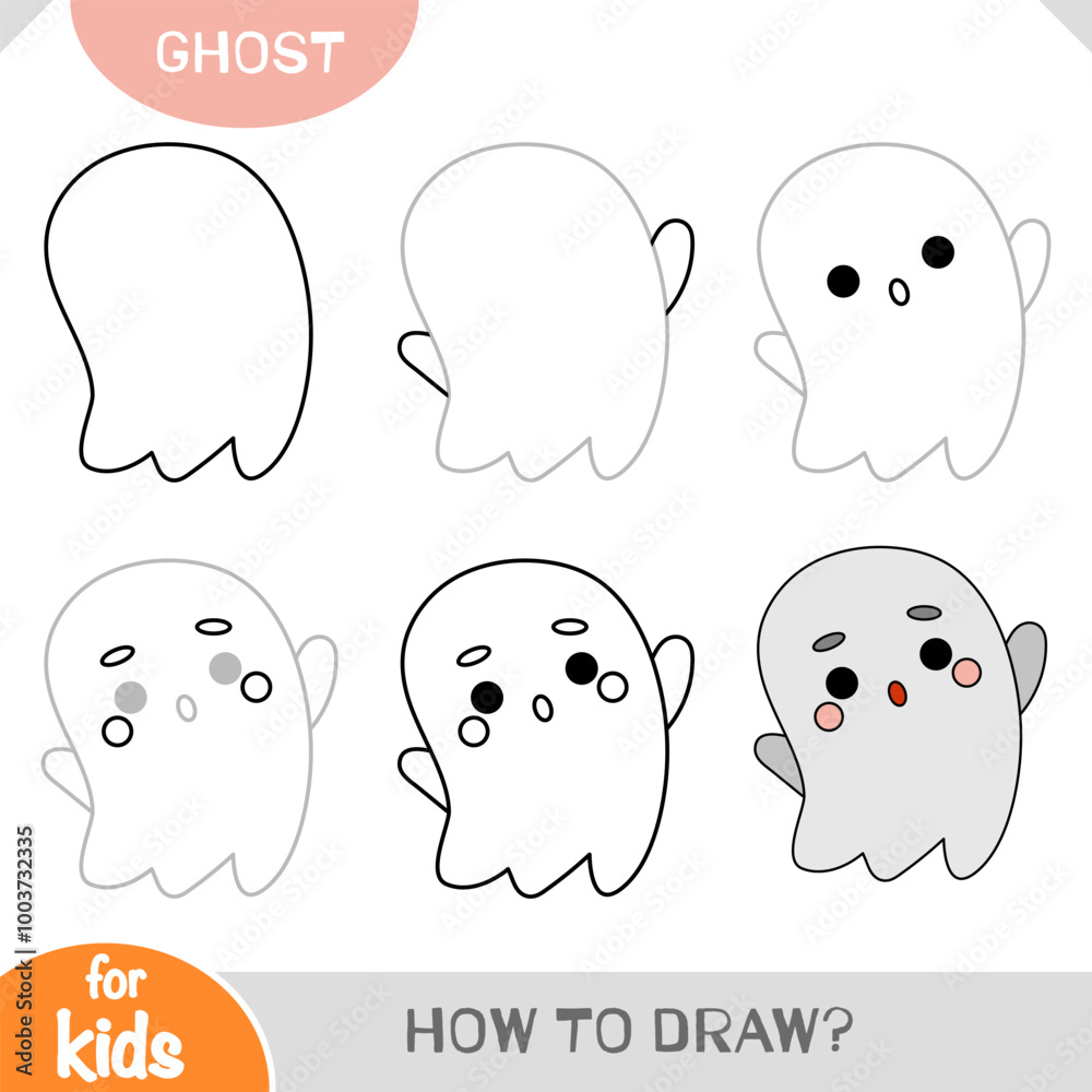 How to draw Ghost character for children. Step by step drawing tutorial ...
