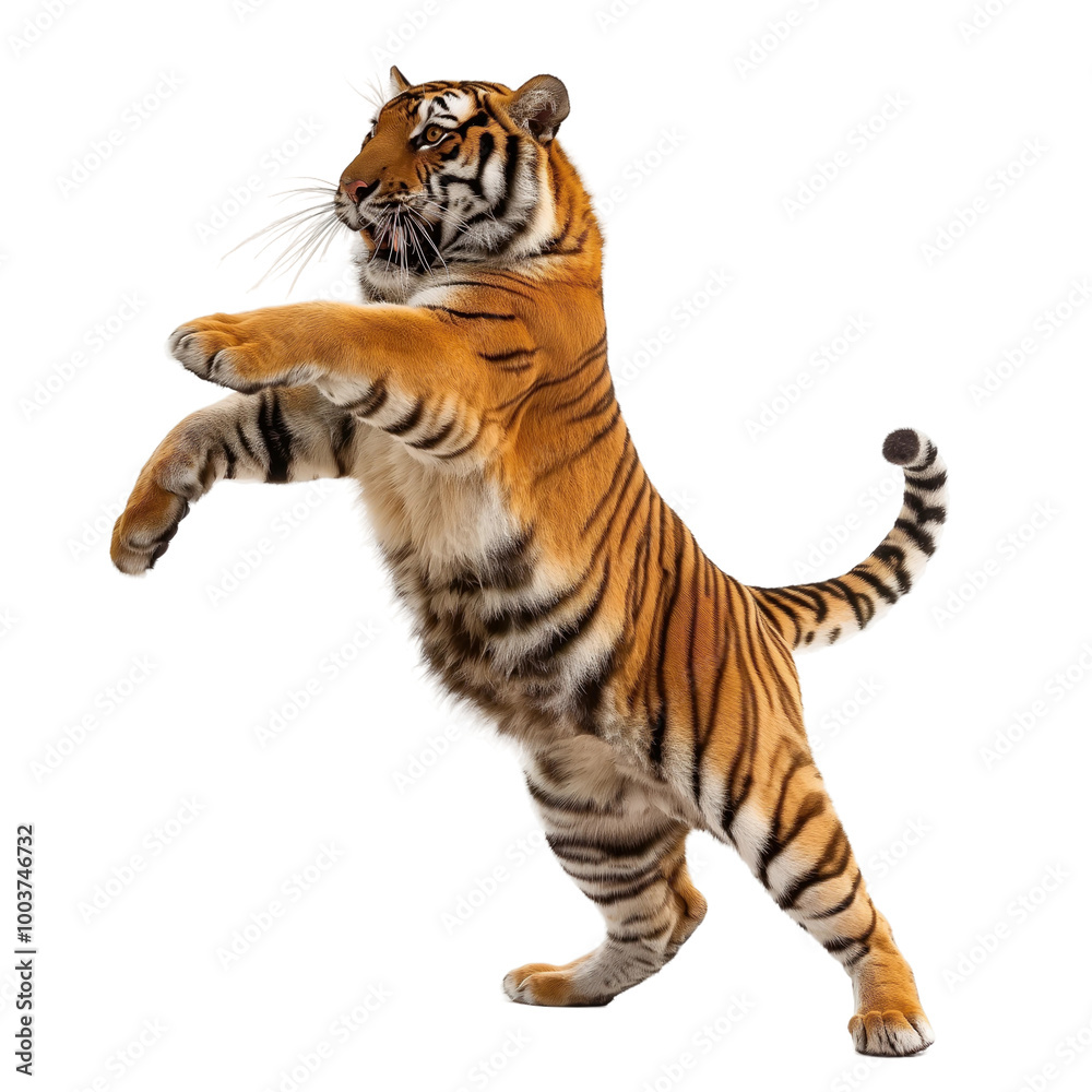 Big orange tiger in dynamic pose, isolated on white or transparent ...