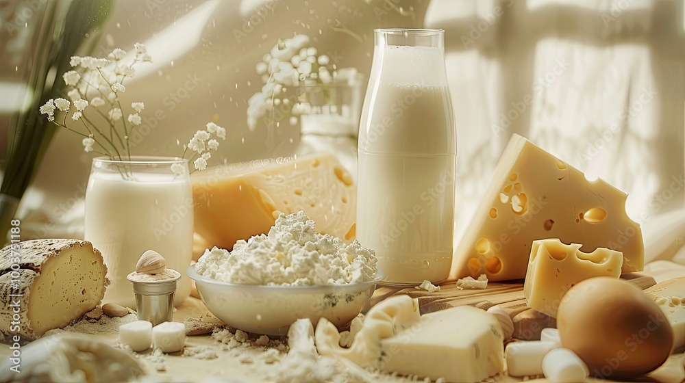 Foods high in lactose with structural chemical formula of lactose ...