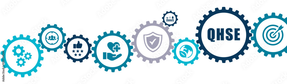 QHSE banner vector illustration with the icon of Quality Health ...