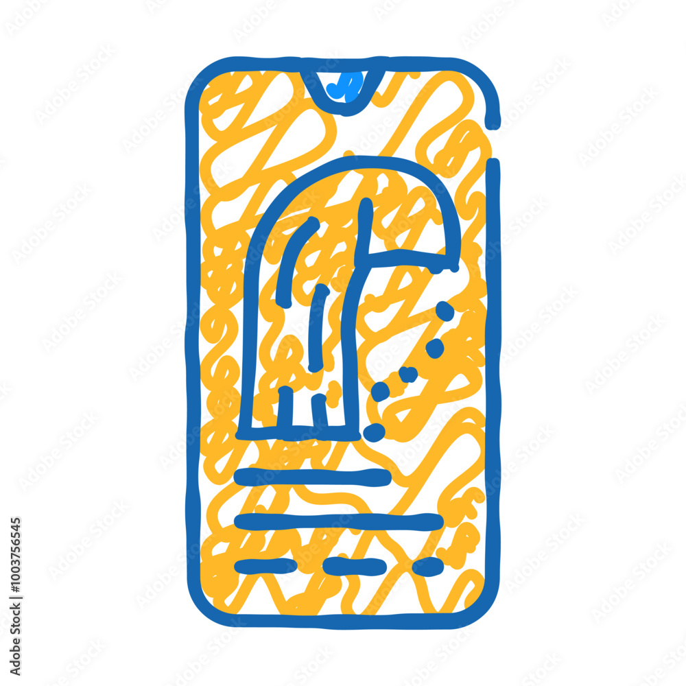 app with ar showing hairstyle doodle icon sketch vector. app with ar ...