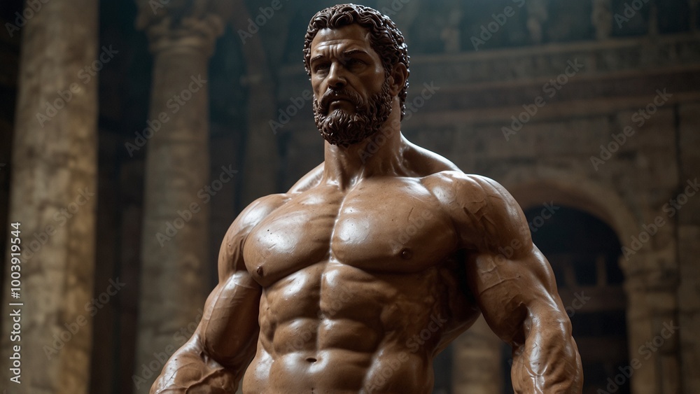 A powerful statue of Hercules, holding the pillars of the Earth as he ...