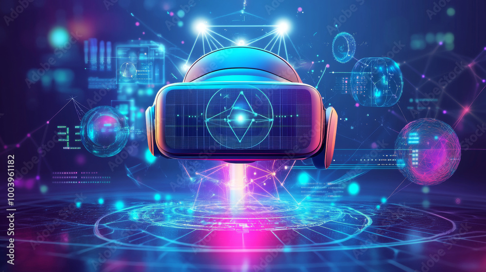 Virtual reality science research concept featuring a HUD display for ...