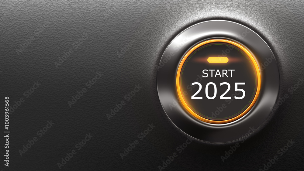 Start 2025. Button to start new year. 2025 calendar year logo. Template ...