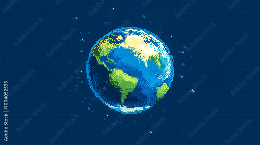 Pixel art illustration of planet earth floating in space Stock ...