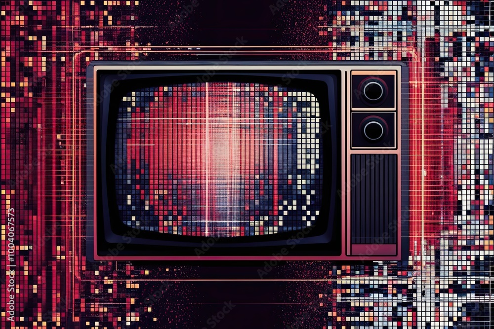 Ilustración de Stock Distorted Retro Television Signal with VHS ...