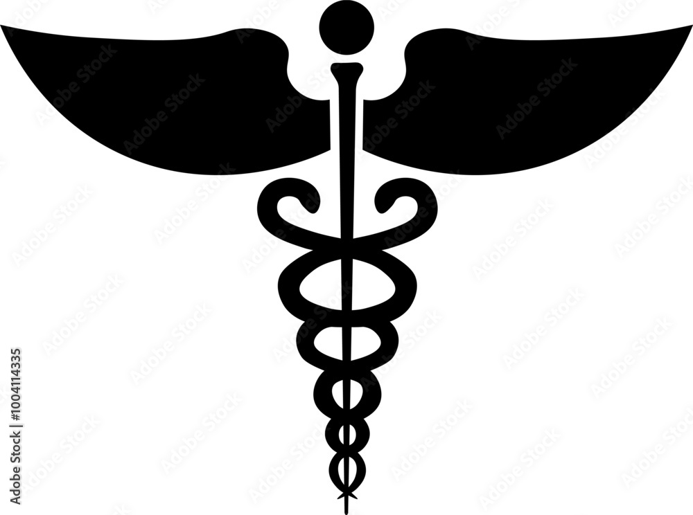 Medical caduceus silhouette. Rod of Asclepius. Medical symbol icon ...