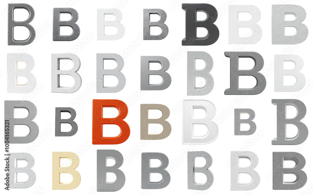 Alphabet Letter B Set with Various Styles on Transparent Background ...