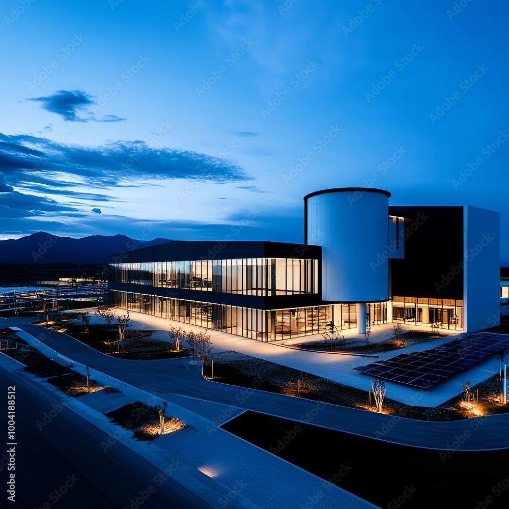 Energy research facility with massive wind tunnels and solar panel ...