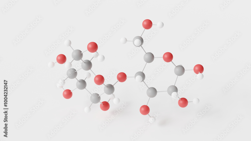 maltose molecule 3d, molecular structure, ball and stick model ...