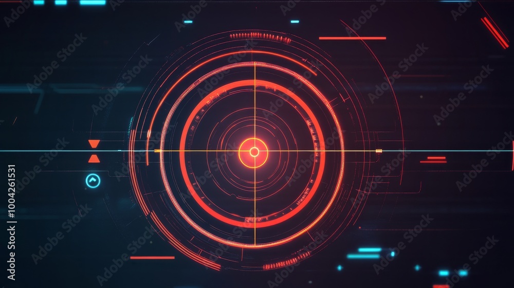 Futuristic HUD target interface with crosshairs, used for radar screens ...