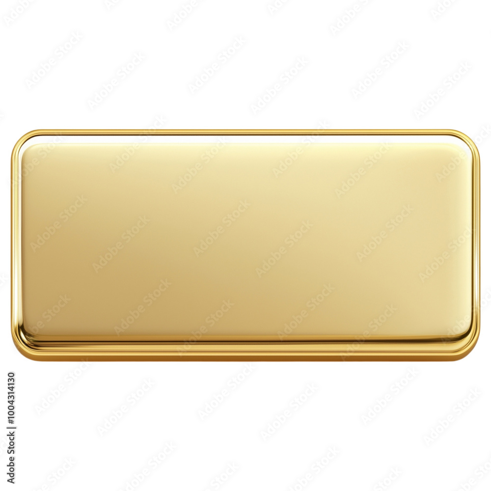 Shiny rectangular gold bar with smooth surface on a transparent ...