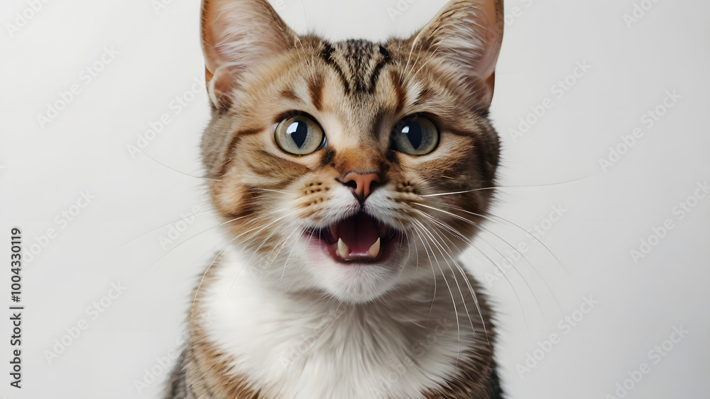 Funny Surprised Cat Face Staring with Wide Eyes on a Clean Background ...