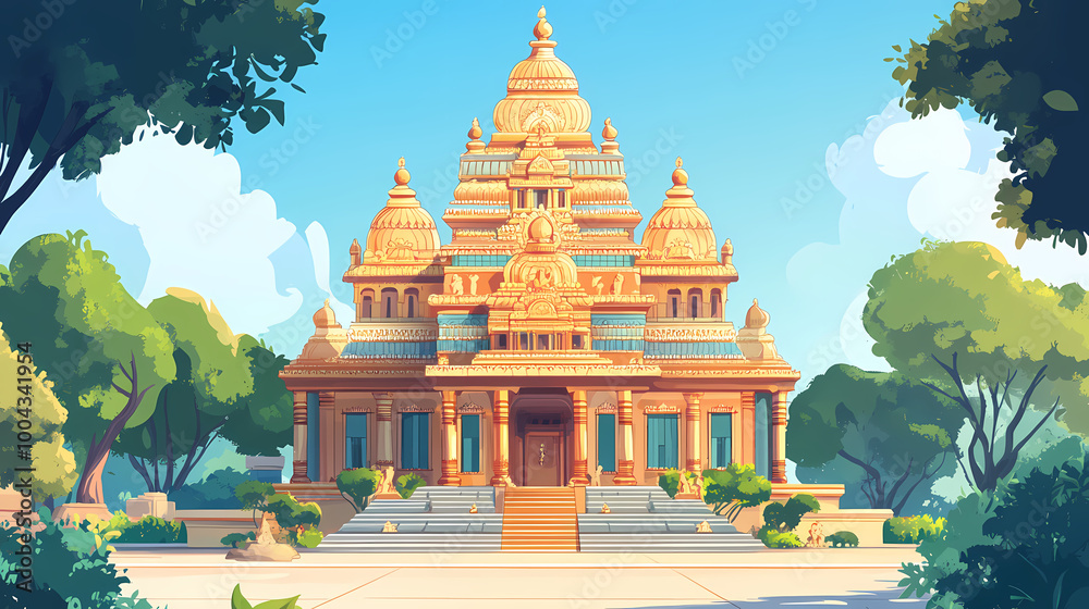 Cartoon hindu temple vector illustration. Hindu Temple. Illustration ...