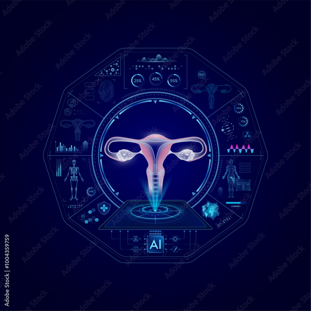 Health care medical technology. Human uterus on CT or MRI Scan ...