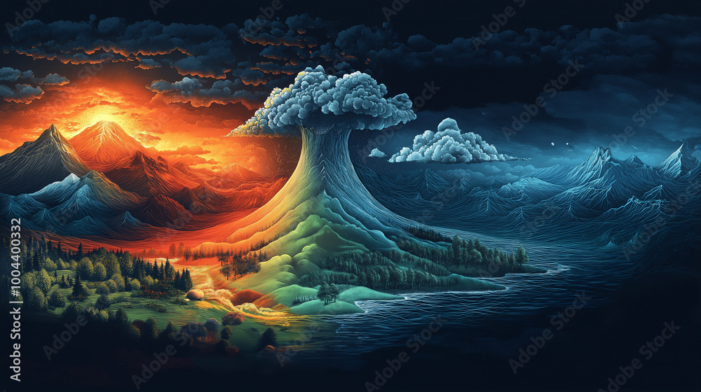 Infographic illustration showing the process of natural disasters ...